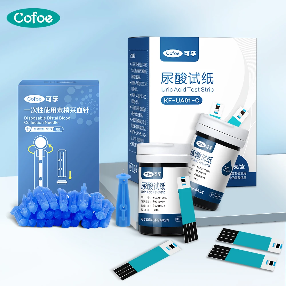 Cofoe Uric Acid Test Strips & Lancets Needles 50/100pcs only for UA02-C ...
