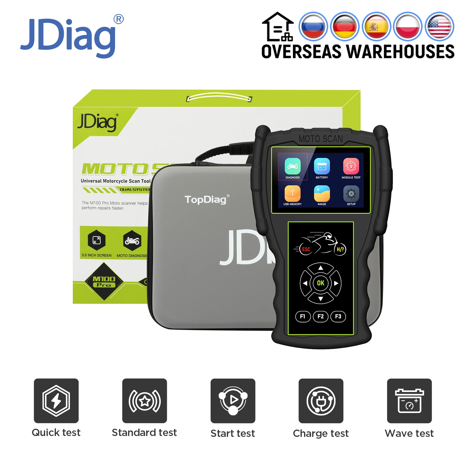 JDiag M100 Pro Motorcycle Diagnostic Tool Motorbike Scanner EFI System ...