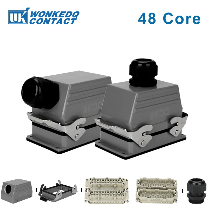 HDC-HE-48-Pin-Core-Heavy-Duty-Connector-16A-500V-Contact-Top-Side-Enrty ...