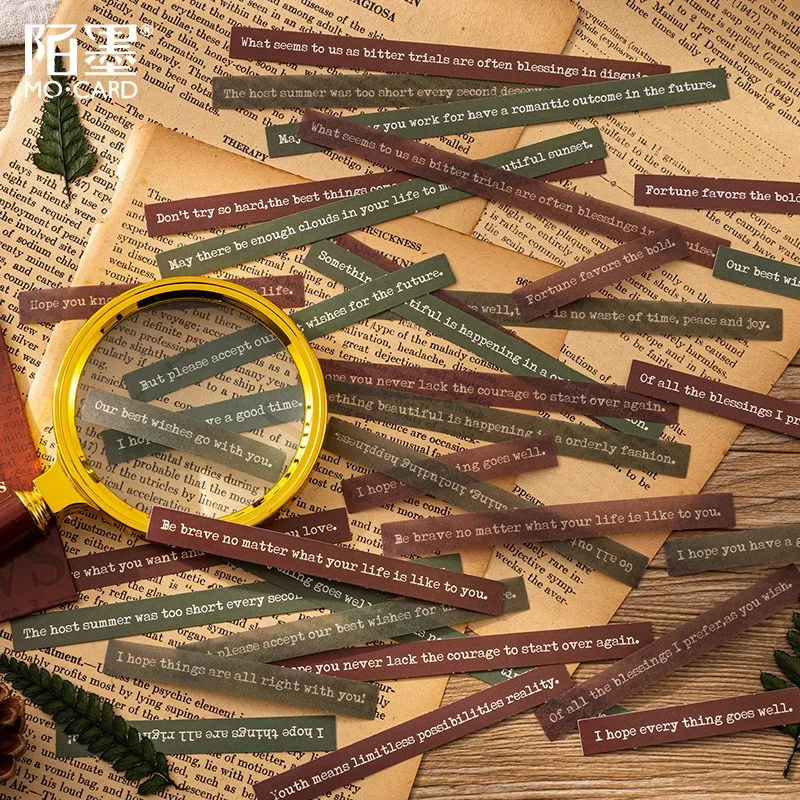 40Pcs-Washi-Stickers-Vintage-Scrapbook-Sticker-Words-Washi-Paper ...