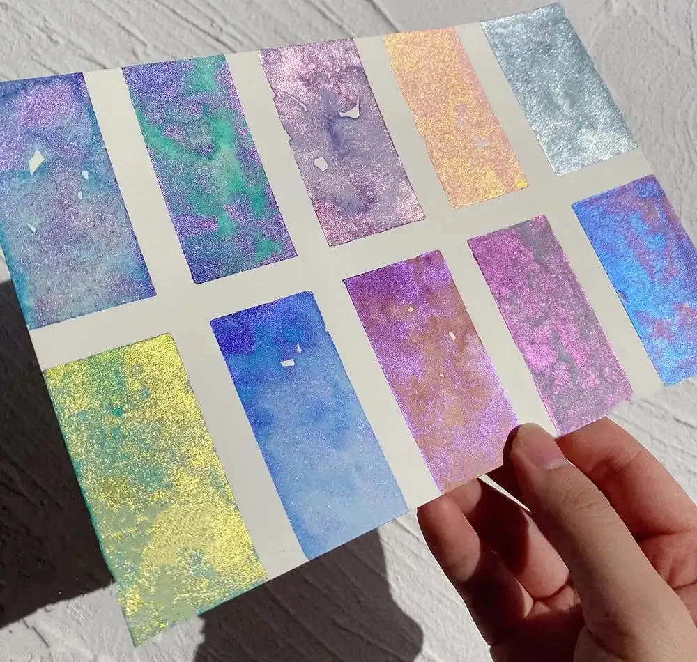 Juego-de-acuarelas-de-colores-en-capas-de-Mica-met-lica-Super-Vision ...