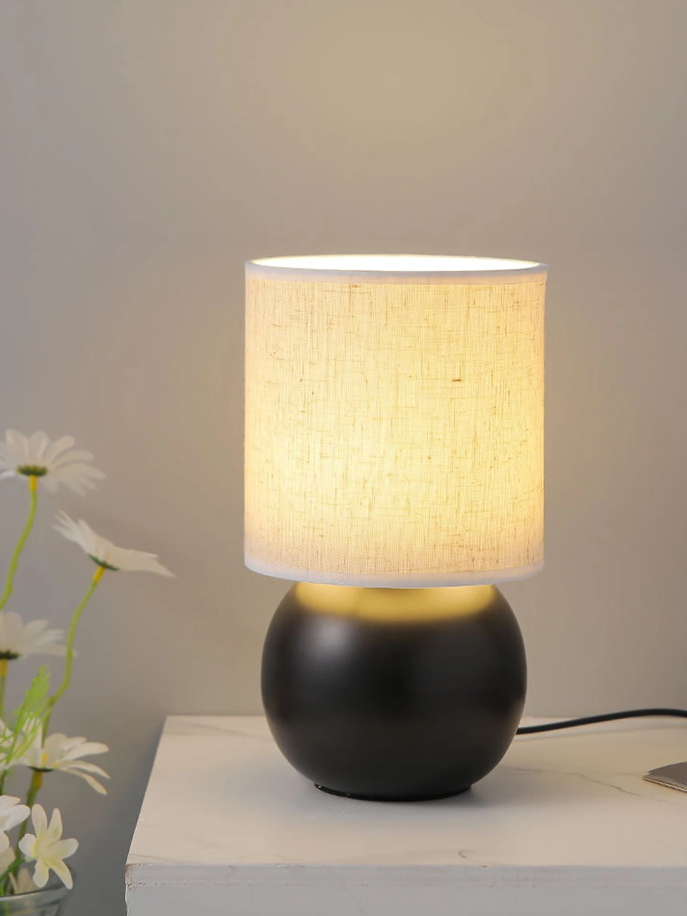 Modern-LED-Black-Linen-Table-Lamp-for-Living-Room-Bedroom-Home-Decor ...