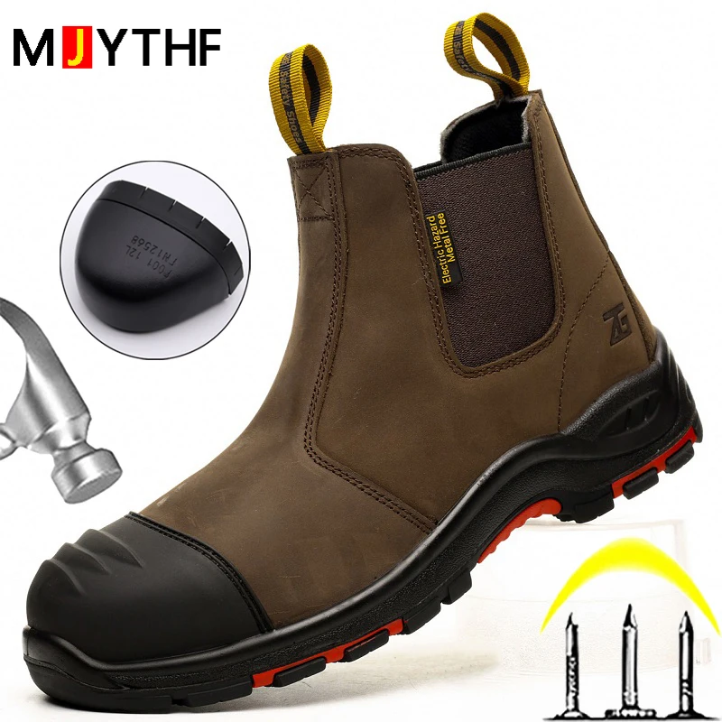 Cowhide-Men-Boots-Genuine-Leather-Work-Boots-Safety-Shoes-Steel-Toe ...