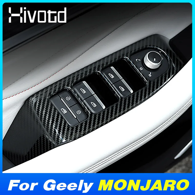 Car-Window-Glass-Lift-Switch-Button-Cover-Trim-Frame-For-Geely-MONJARO ...