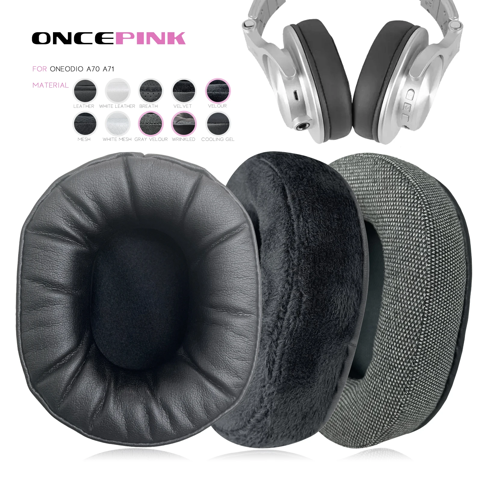 Oncepink Replacement Ear Pads for Oneodio A70, A71 Headphone Thicken ...