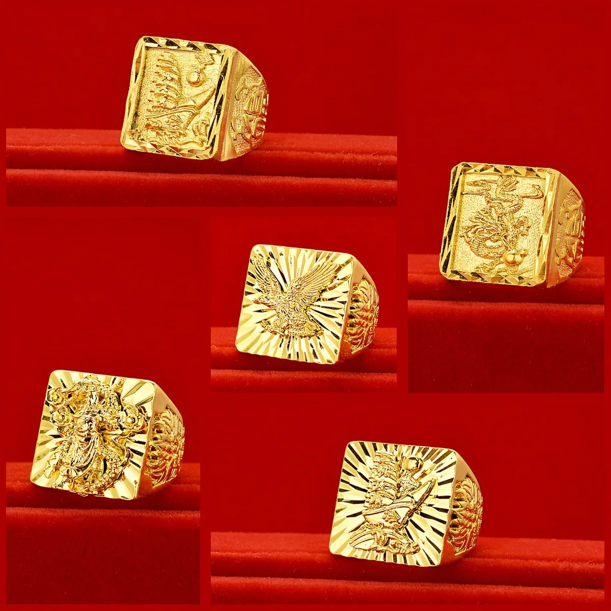 Real-999-Men-s-24K-Gold-Domineering-Dragon-Ring-Solid-Guan-Yu-Men-s ...