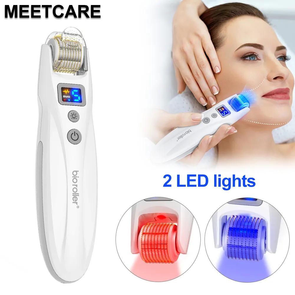 EMS Titanium Derma Roller G5 Microneedling Bio Micro atual Vibração LED ...