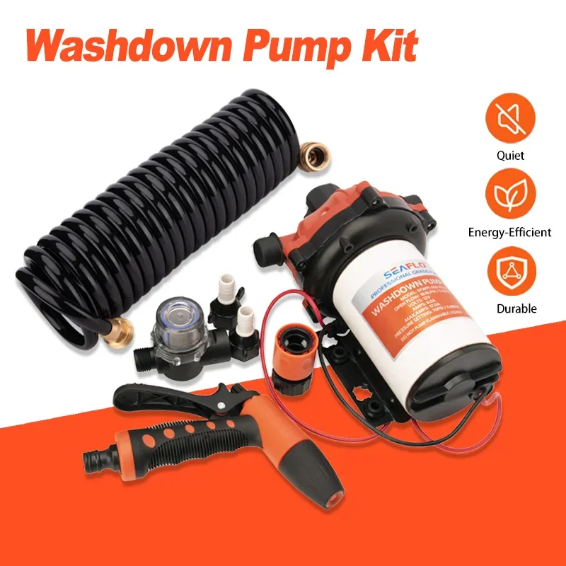 Heavy-Duty 5.0 GPM 70PSI Marine Washdown Pump Kit 12V DC Boat Diaphragm ...