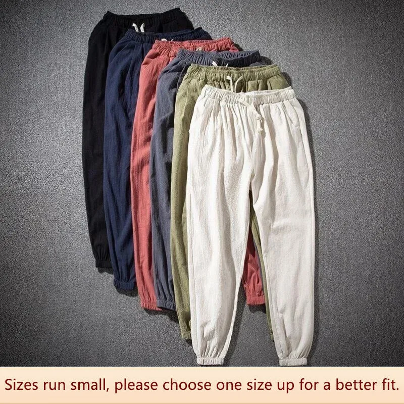 Pantalon-long-taille-droite-slim-pour-homme-style-cor-en-lin-coton-d ...