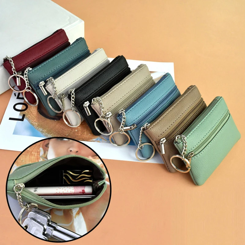 2 Pouch Pocket Wallets Women Small PU Leather Coin Purse Zipper Change ...