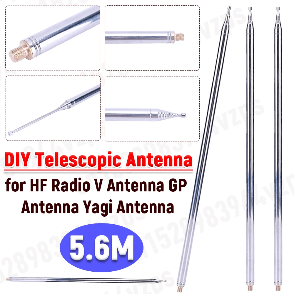 5-6M-Stainless-Steel-Whip-Antenna-Pull-Rod-DIY-Telescopic-Antenna-Radio ...