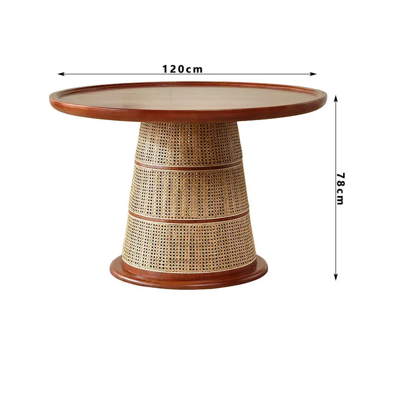 Unique Round Rattan Japanese Style Dining Table