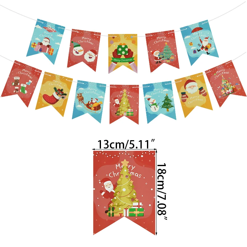 Banderines navideños, guirnaldas, adornos navideños, Papá Noel, muñeco ...