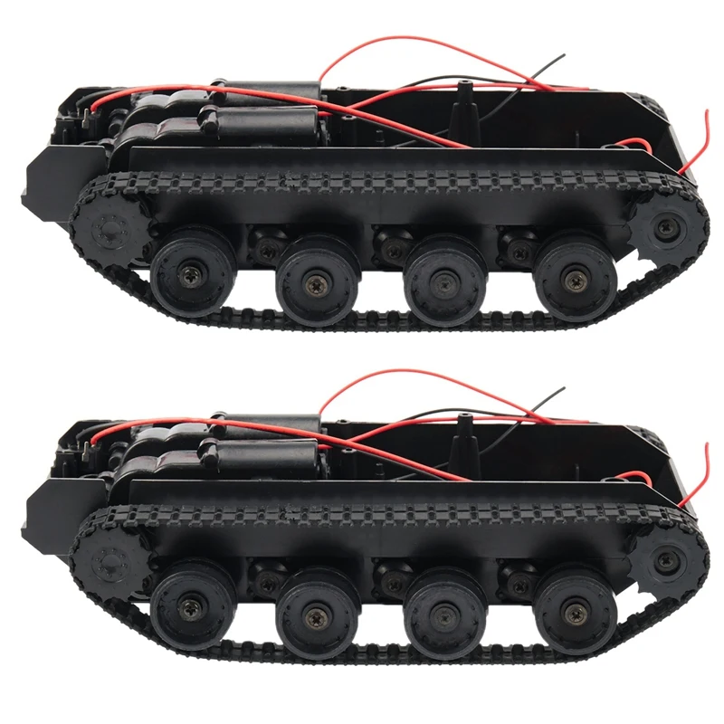 2x Rc Tank Smart Robot Tank Car Chassis Kit Rubber Track Crawler For ...