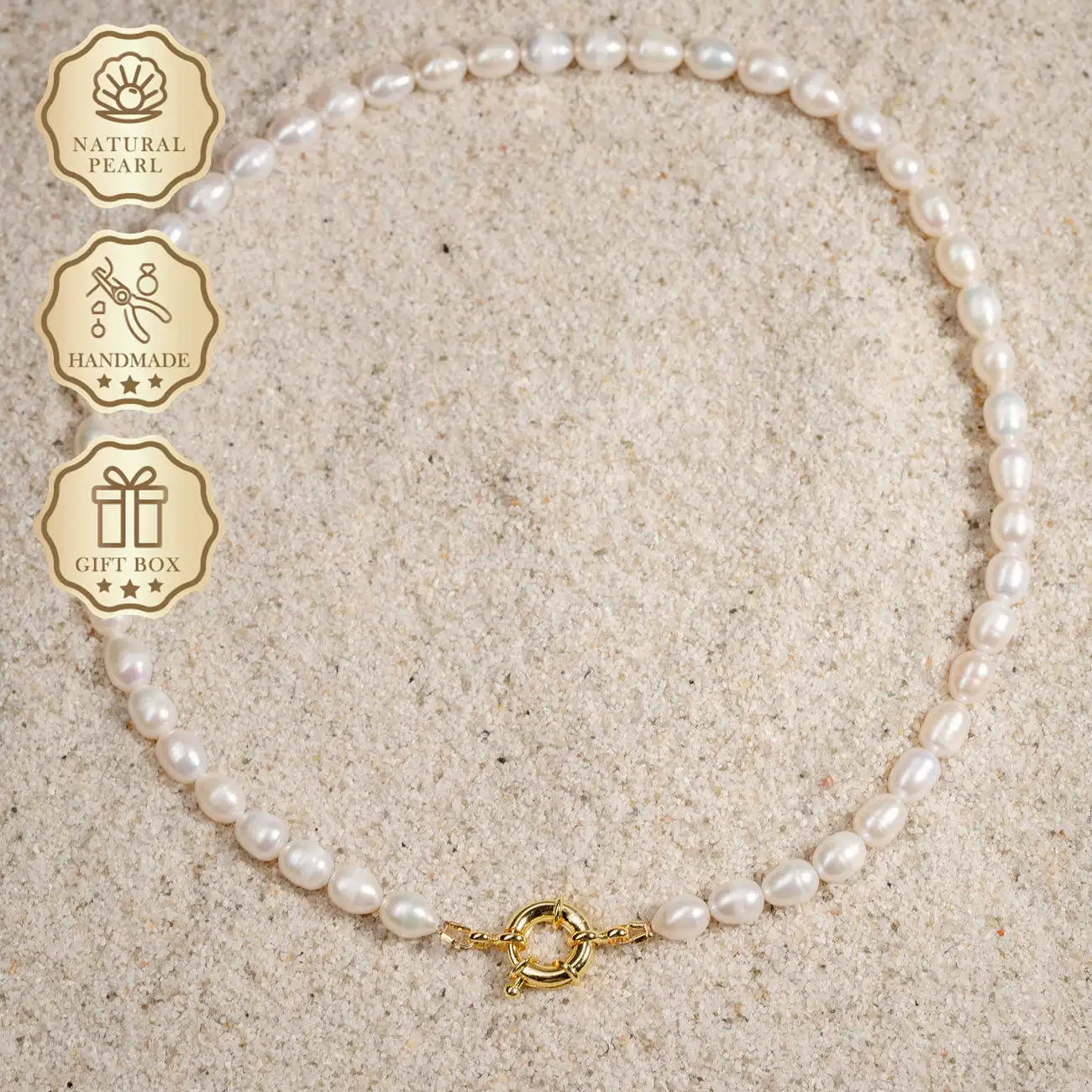 MYSOYA White Baroque Freshwater Pearl Necklace 5-6mm Pearls Gift Box ...