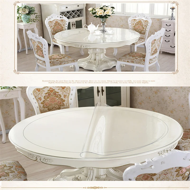 Clear Plastic Dining Table Table And Chair Set.36.6"Round Clear Glass