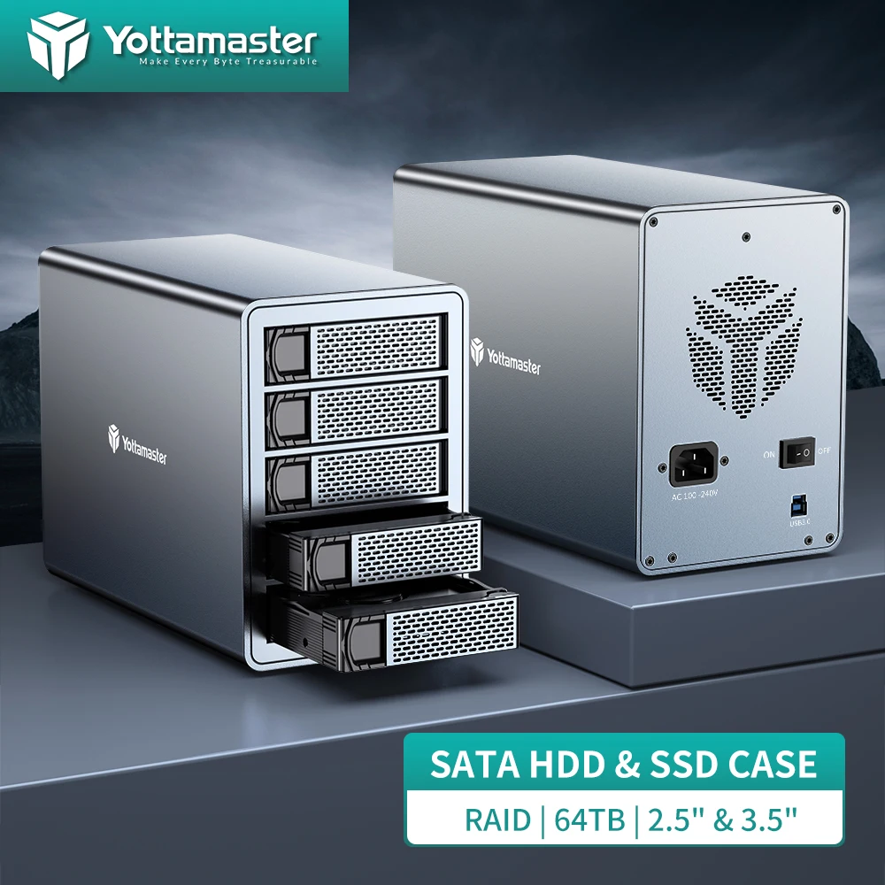 Yottamaster-5-Bay-Hard-Drive-Enclosure-Type-C-USB3-1-GEN2-External-HDD ...