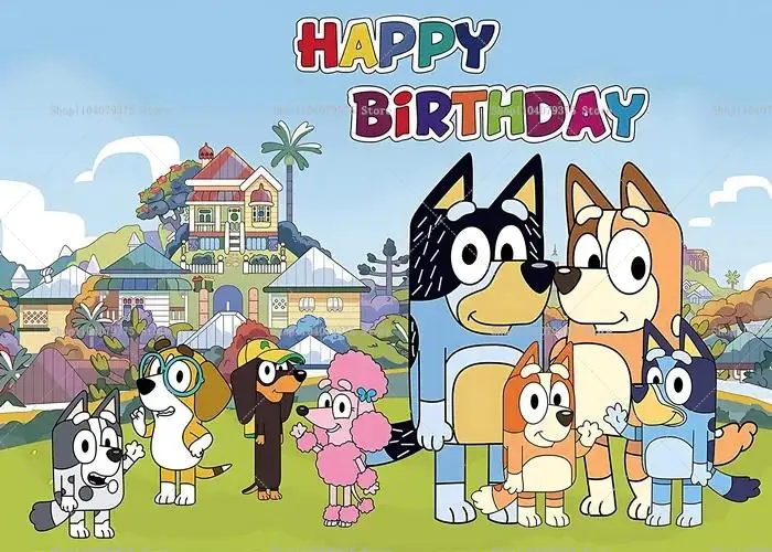 Bluey-Moose-Birthday-Backdrop-Banner-Anime-Bluey-Bingo-Family-Children ...