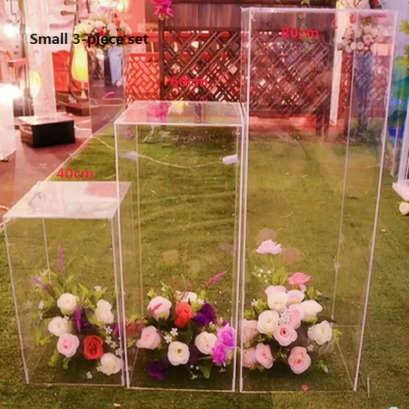 Support-de-fleurs-de-mariage-en-acrylique-colonne-carr-e-en-cristal ...