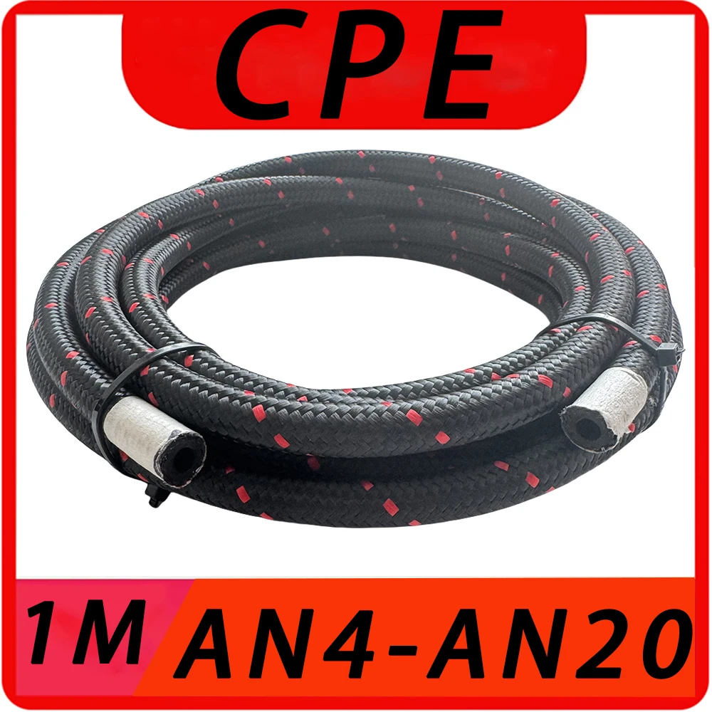 Black-and-red-1M-CPE-nylon-braided-stainless-steel-fuel-hose-motorcycle ...