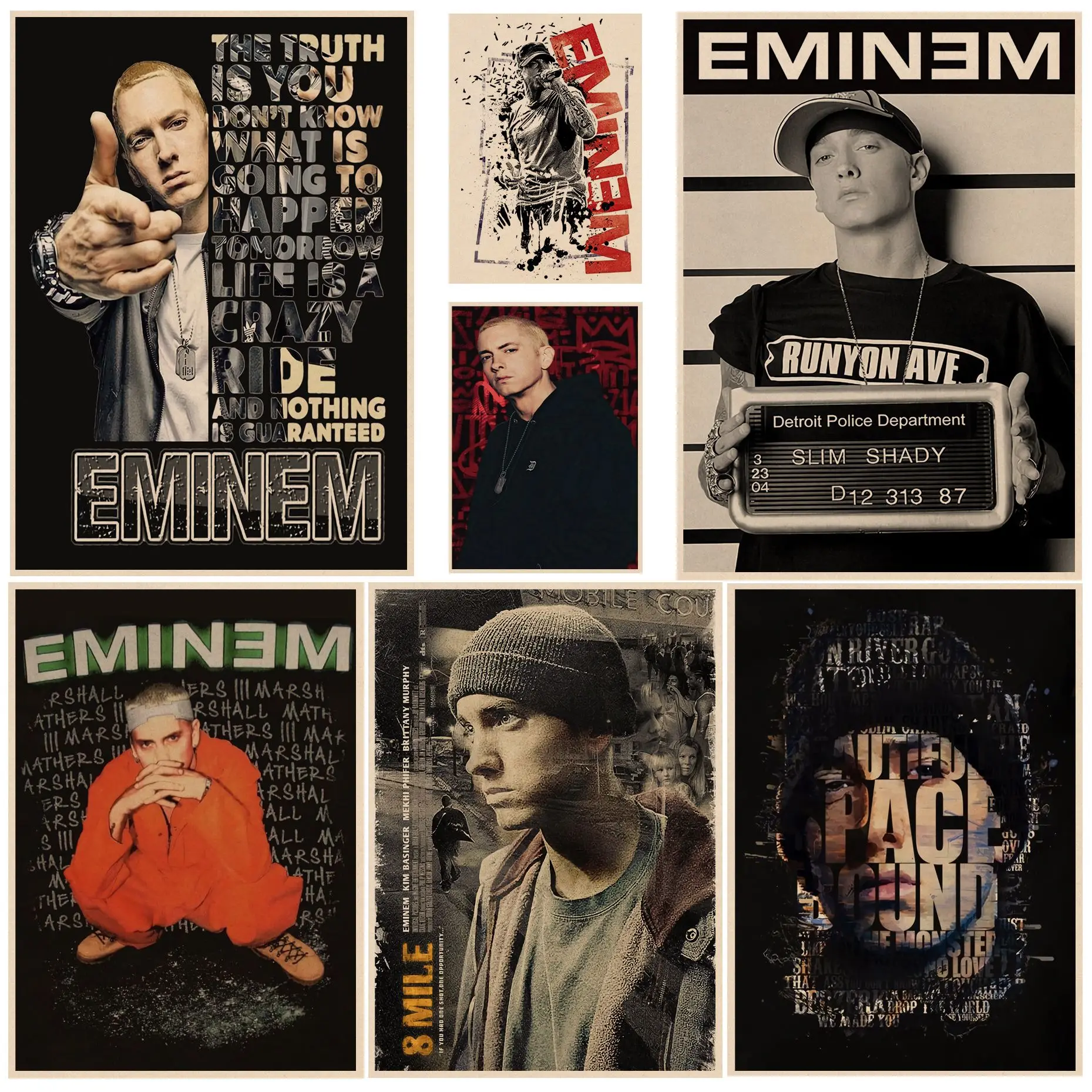 8-Mil-Eminem-Hip-Hop-Rapper-Classic-Vintage-Posters-Kraft-Paper-Prints ...