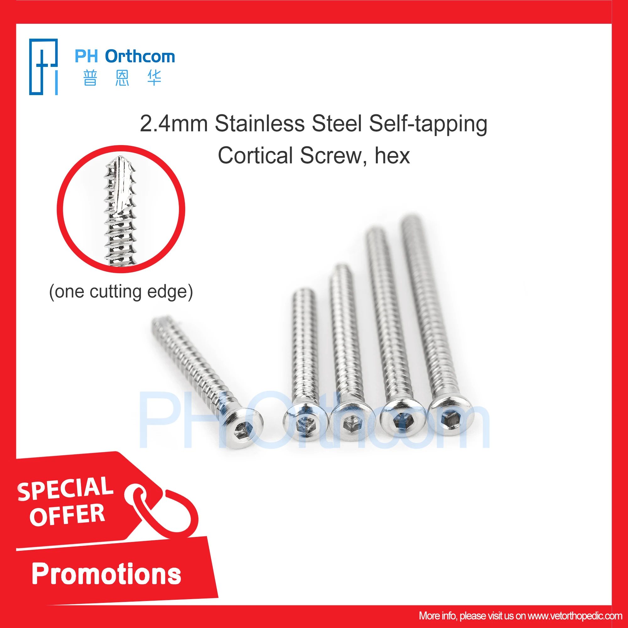 Act-Now-2-4mm-Stainless-Steel-Self-tapping-Cortical-Screw-Hex-One ...