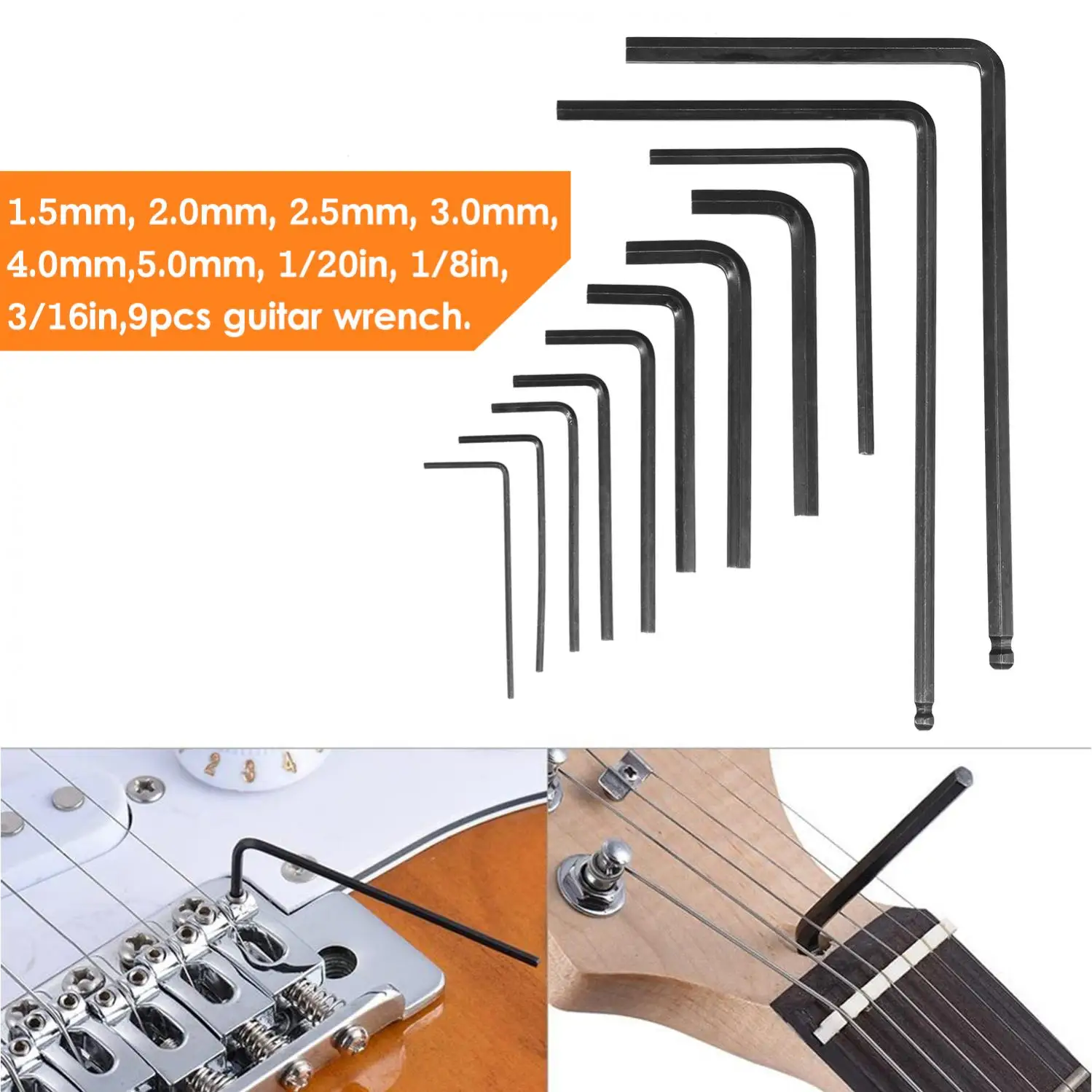 11pcs-Metal-Guitar-Wrench-Set-Truss-Rod-4mm-5mm-Ball-End-Hexagon-Allen ...