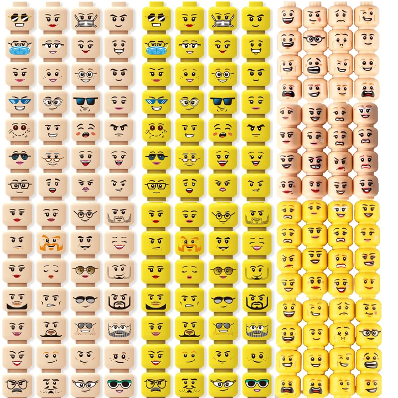 MOC Accessories Head Building Blocks Female Male Figures Parts Creative ...