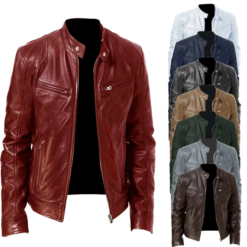 Motorcycle Pu Leather Jackets Men Clothing | Faux Leather Moto Jacket ...