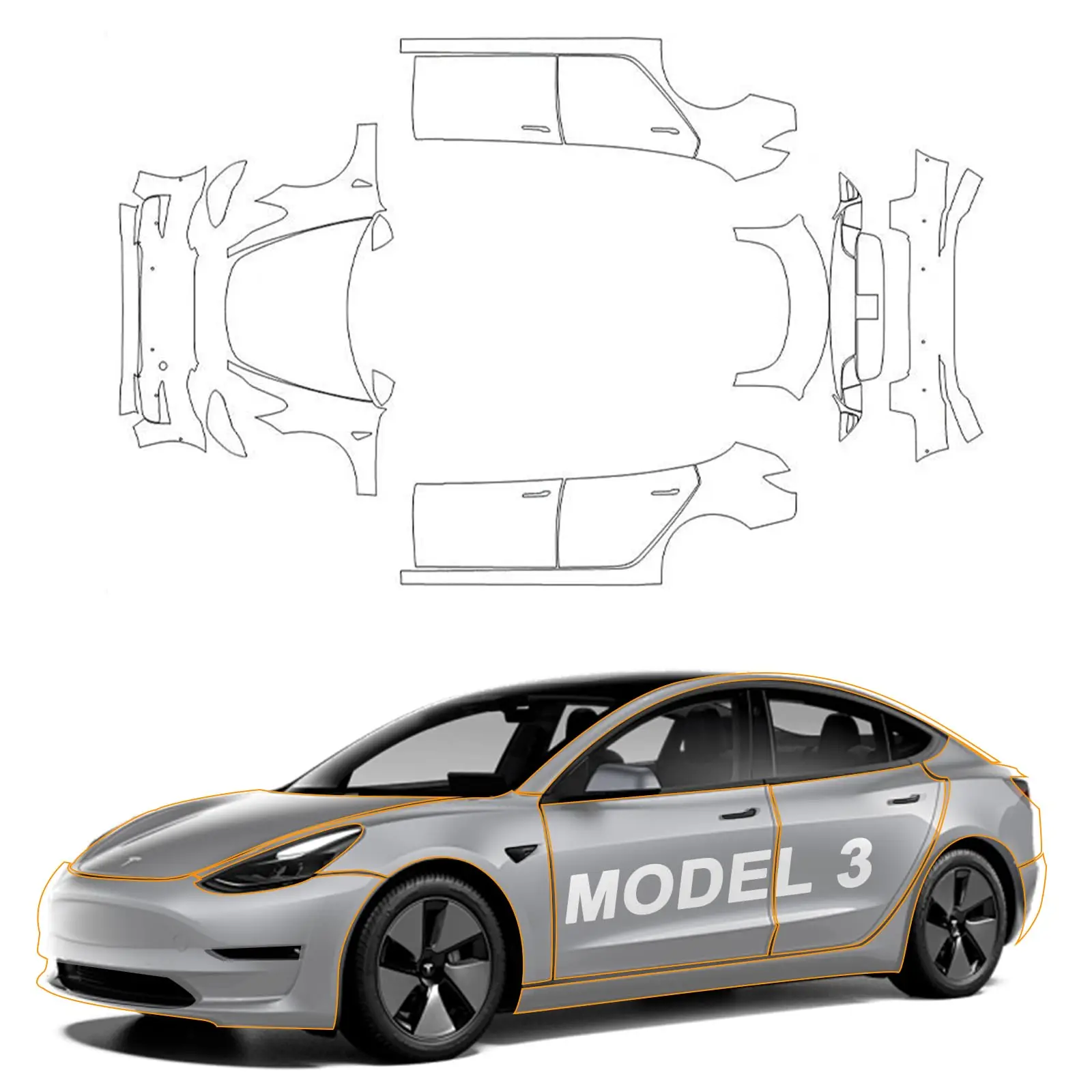 TPU Pre-cut Transparent Car Paint Protection Film PPF Kit For Tesla ...