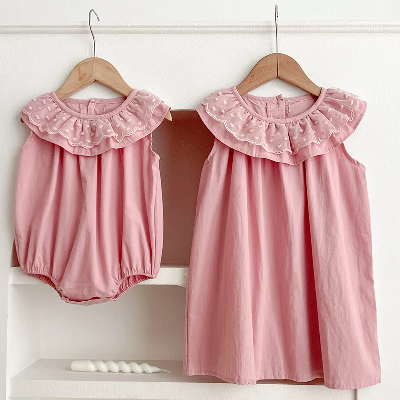 Summer-Family-Matching-Clothes-Lace-Ruffled-Collar-Dress-Baby-Girl-Pink ...