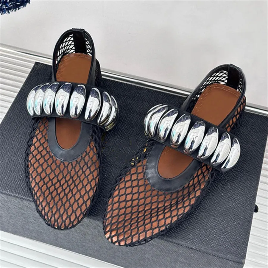 Black-Women-Mesh-Ballet-Flats-Summer-Hollow-Out-Loafers-Ladies-Mary ...