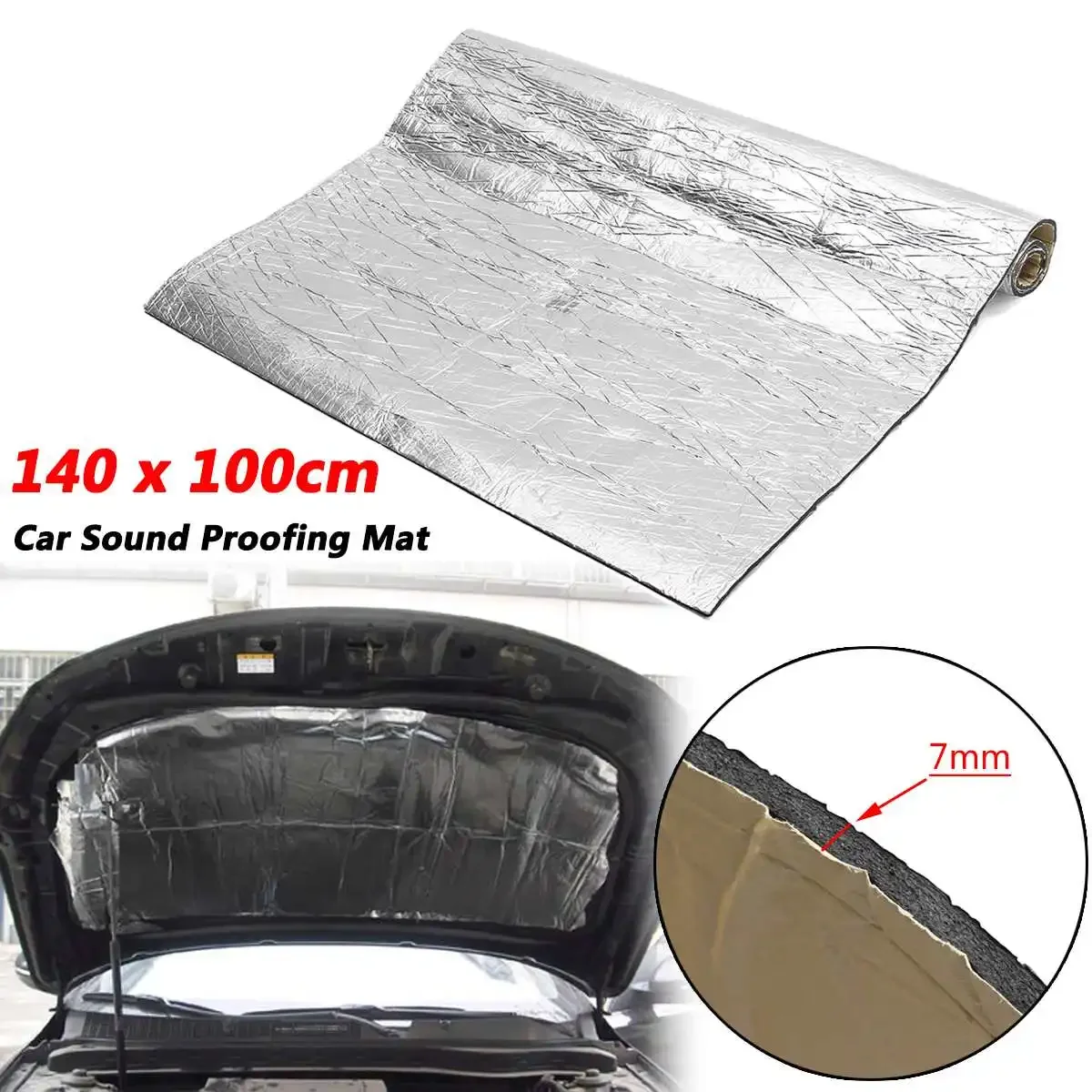 140-100x100cm-7mm-Car-Sound-Deadener-Mat-Noise-bonnet-Insulation ...
