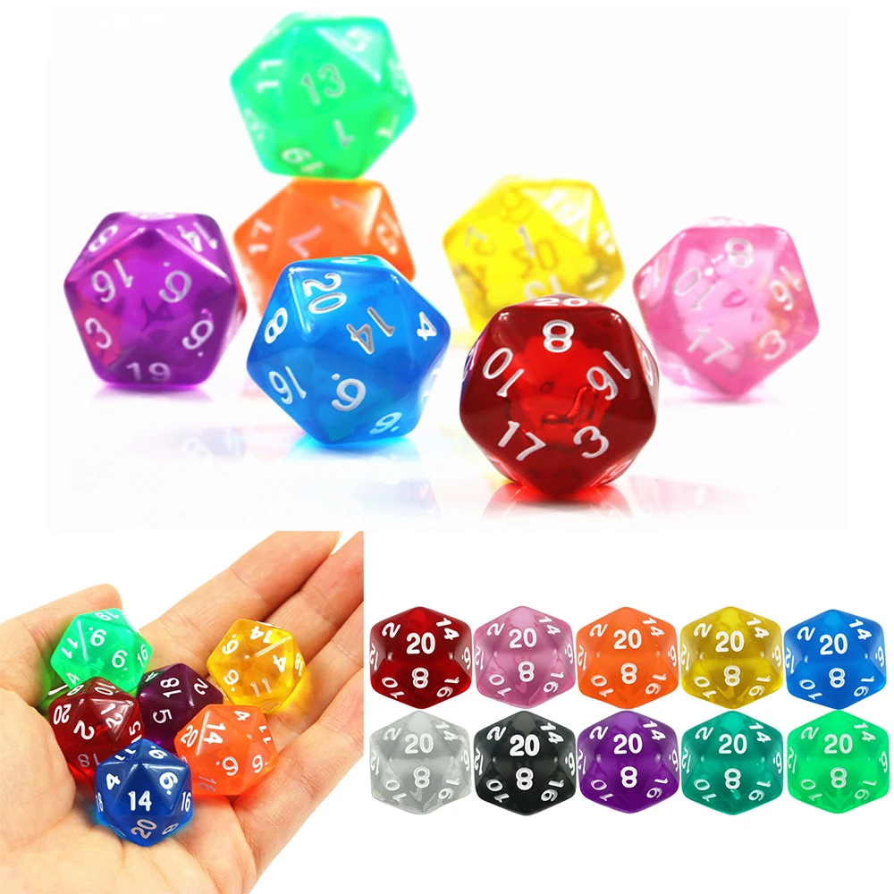D20 Dice Set 10pcs Transparent Polyhedreal 20 Sided Dice for ...