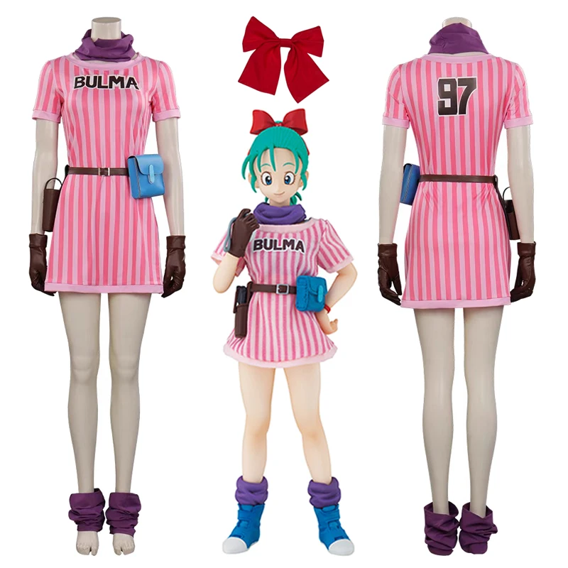Bulma-Cosplay-Costumes-Dress-Anime-Role-Play-Pink-Dress-Halloween ...