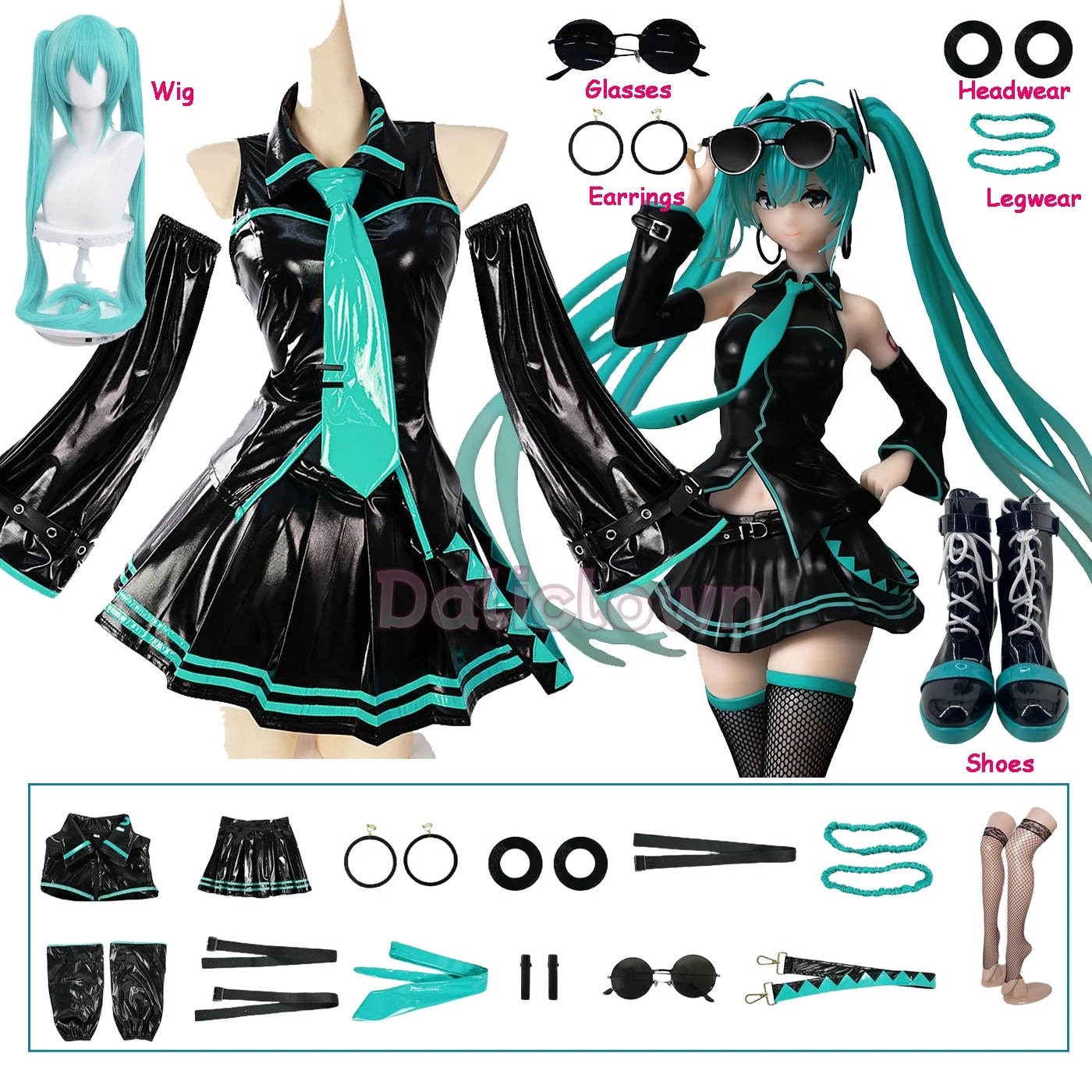 Anime Miku Cosplay Full Set Costume Wig Shoes Miku 16TH Anniversary ...