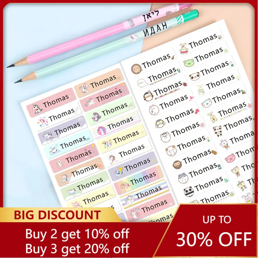 Waterproof-Name-Tag-Sticker-In-Hebrew-Customize-Cute-Pencil-Stickers ...
