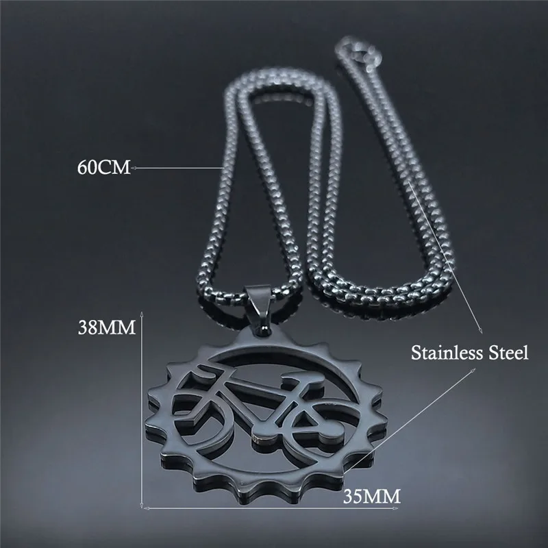 Tires Bicycle Stainless Steel Long Chain Necklaces Women Men Black Color Bike Necklaces Jewelry collar hombre bicicleta N2653S1 AliExpress 36