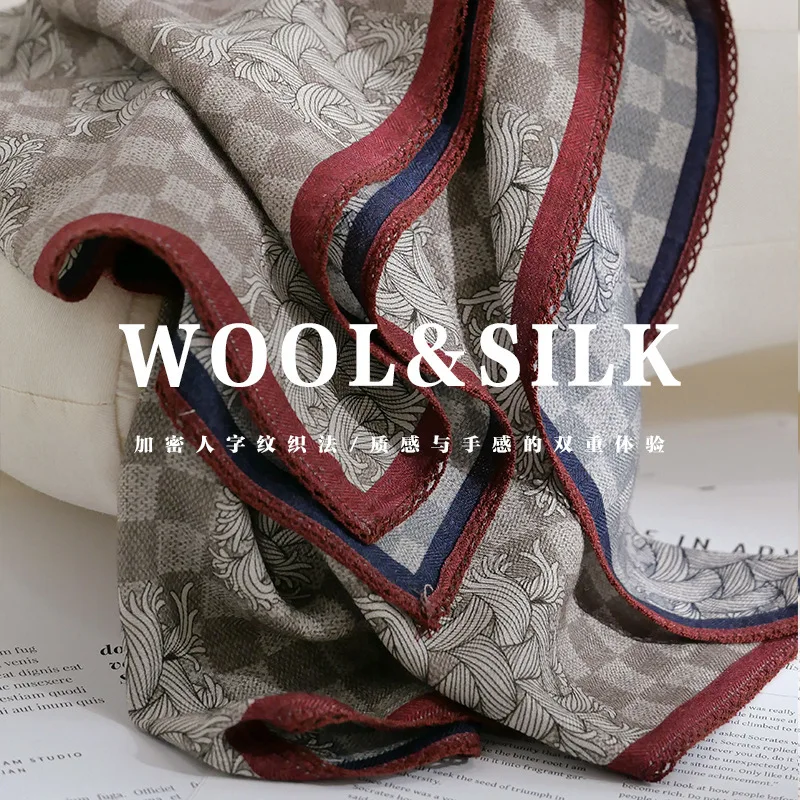 Italian Old Money Weaves High-end Silk Wool Scarves Women's Spring and ...