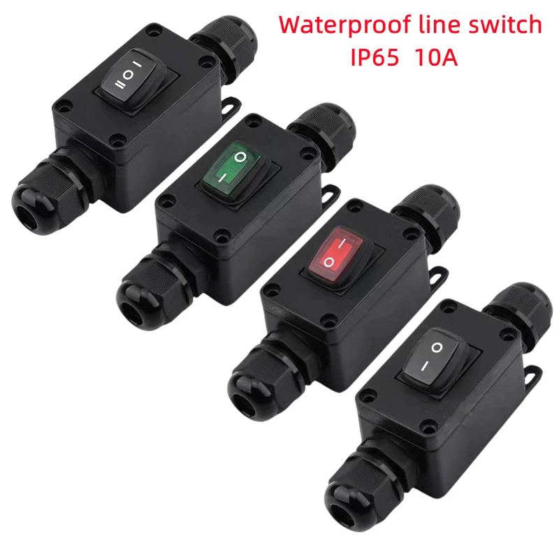 (1 PC) IP65 Waterproof 10A Heavy Duty Large Current Inline Cable On/Off ...