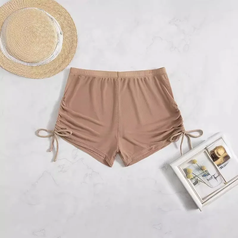 2025 EU US New Solid Color Boxer Swim Trunks Sheer Mesh Drawstring ...