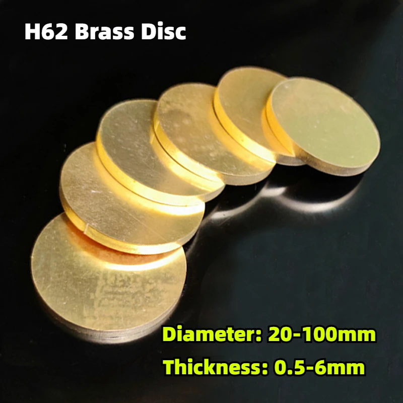 1-5Pcs H62 Brass Disc Thickness 0.5-6mm Solid Brass Round Plate Sheet ...