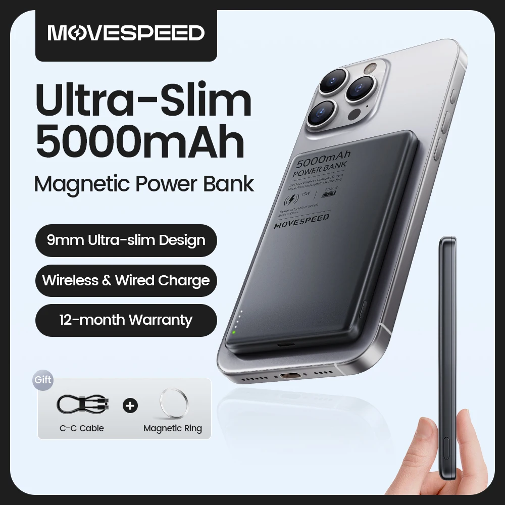 MOVESPEED-5000mAh-Magnetic-Power-Bank-Slim-Wireless-Powerbank-Portable ...