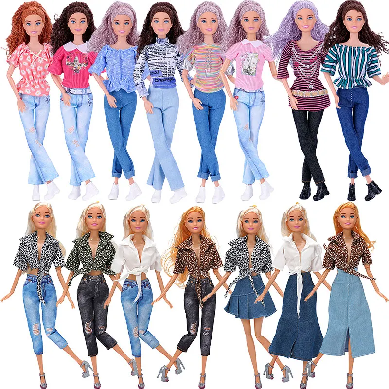 Clothes-For-Barbie-Girl-Dress-Blouse-Pants-Jeans-Fashion-Outfit-Casual ...