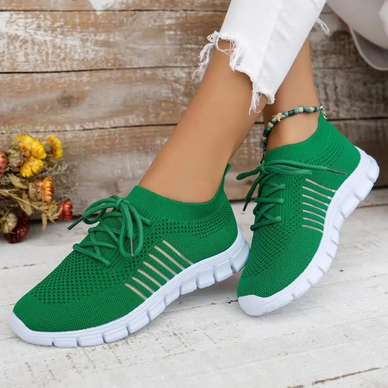 Green Sneakers Women Shoes Breathable Mesh Flat Shoes Women's Casual ...