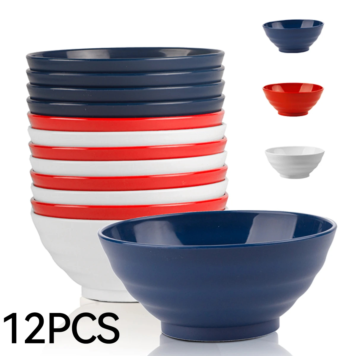 12-Reusable-Plastic-Bowls-American-Large-Soup-Bowl-Set-Ramen-Bowls ...