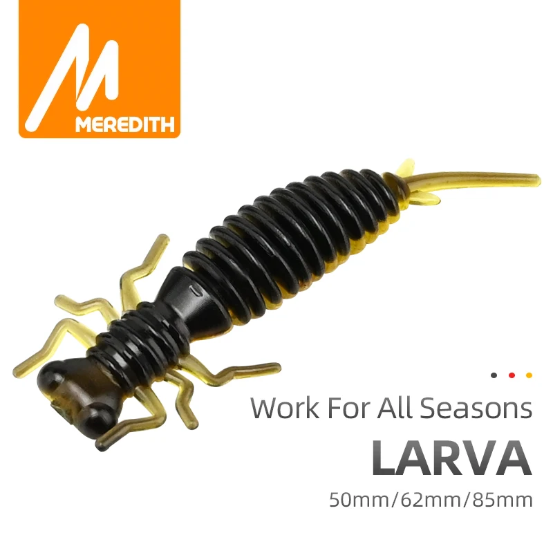 MEREDITH 10pcs Larva Fishing Lures 50mm 0.9g Soft Plastic Lures Larva ...