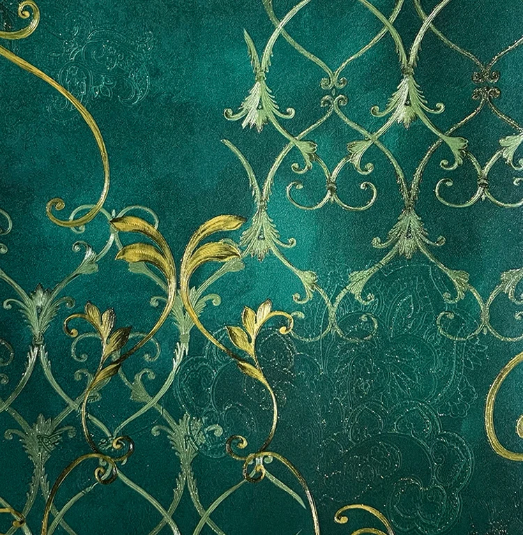 Green Vintage Flower Wallpaper