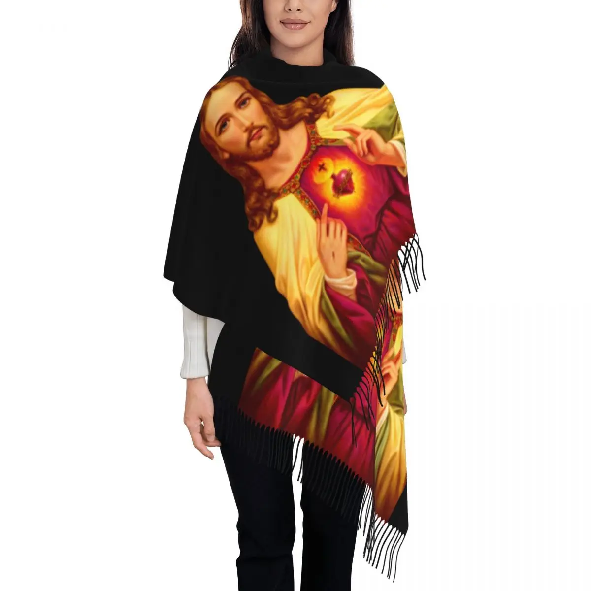 Sacred Heart Of Jesus Scarf Women Men Winter Fall Warm Scarves ...
