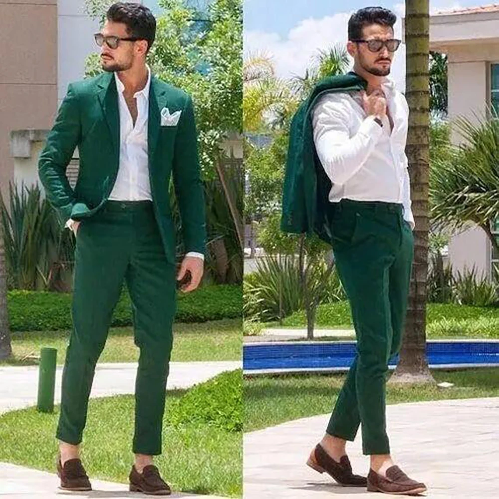 Traje-verde-de-alta-gama-para-hombre-conjunto-de-dos-piezas-chaqueta ...